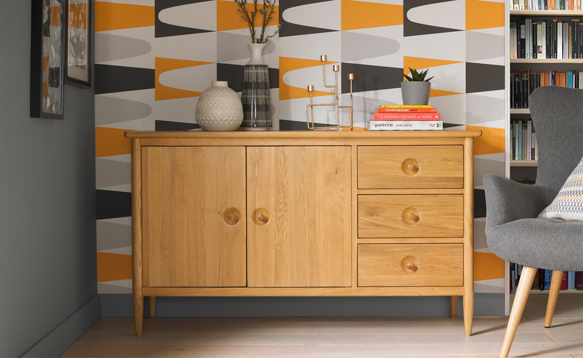 Nordic Solid Oak Large Sideboard, Oak - Beds, Mattresses, Sofas, Furniture, Ipswich, Suffolk, UK