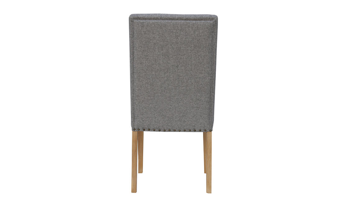 Westcliff Buttoned Dining Chair - Light Grey, Oak legs & fabric ...